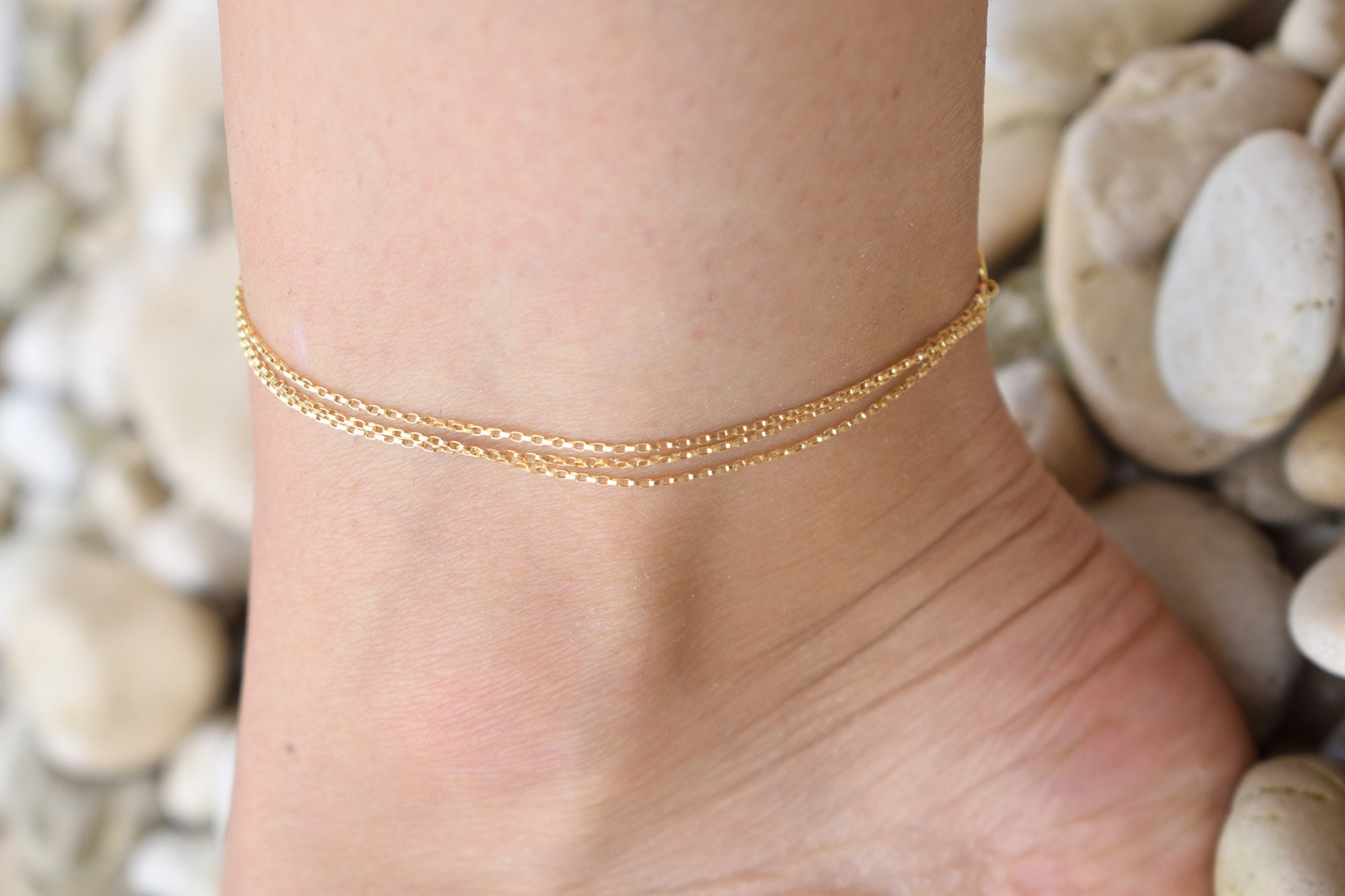 Gold Chain Anklet Skinny Chain Foot Bracelet 14k Gold - Etsy