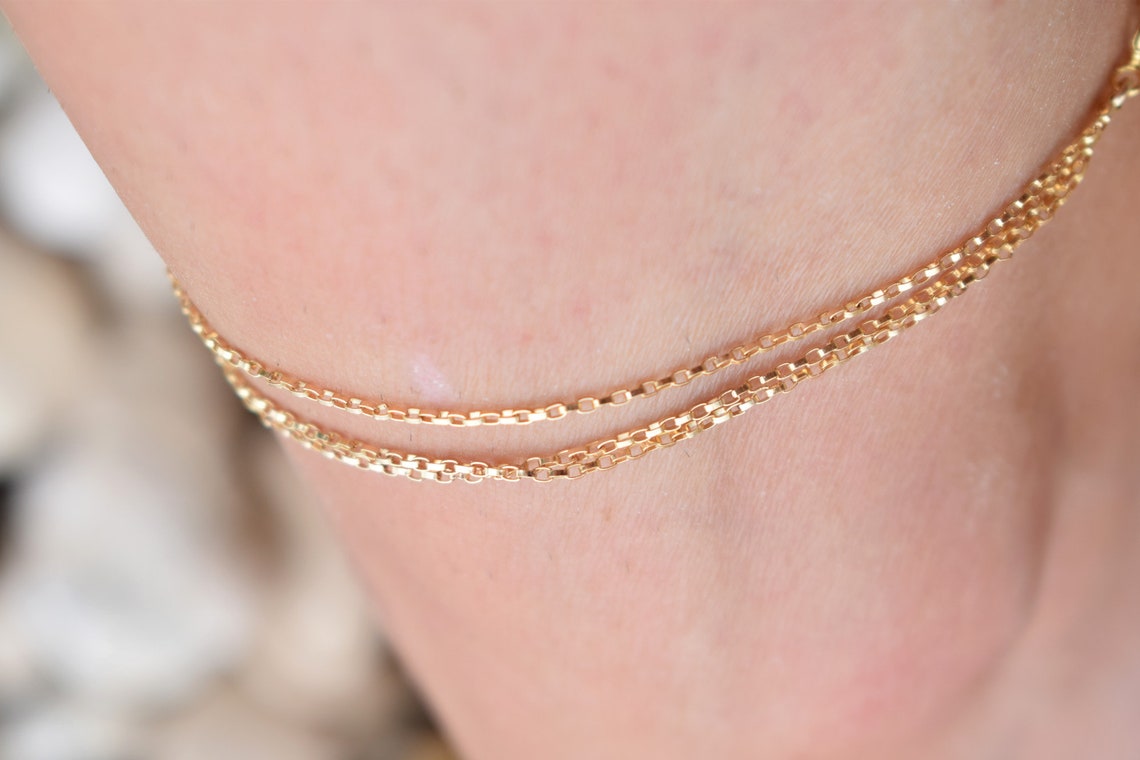 Gold Chain Anklet Skinny Chain Foot Bracelet 14k Gold - Etsy