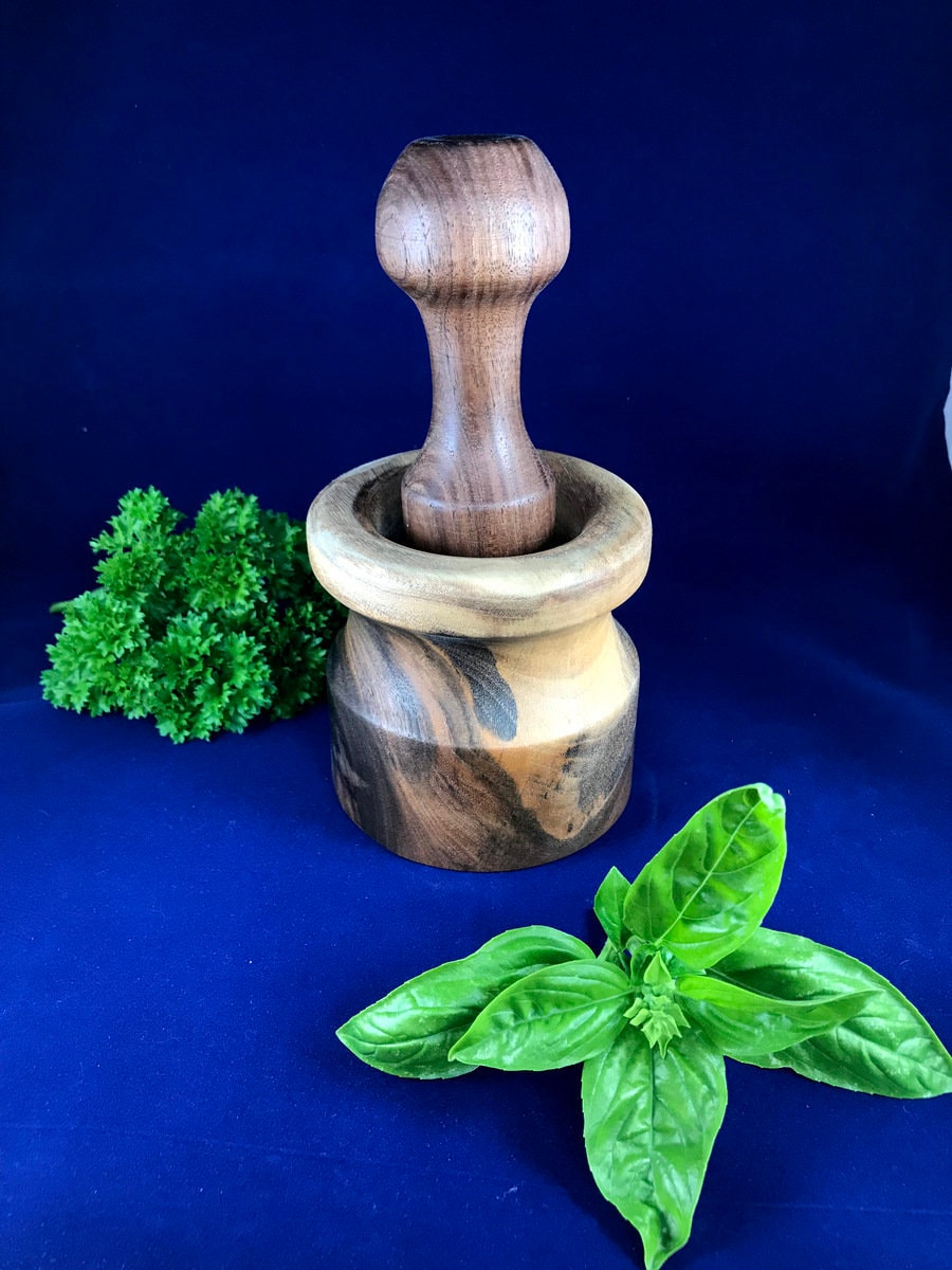 Farmhouse Rustic Mortar and Pestle Made From Walnut Claro Wood ...
