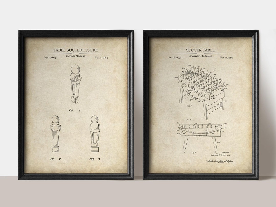 Foosball Gift | Foosball Print Set of 2 | Vintage Foosball Patent Art ...
