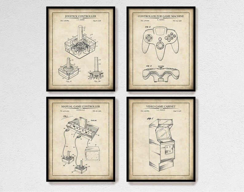 Retro Gaming Print Set of 4 Retro Console Patent Prints | Etsy