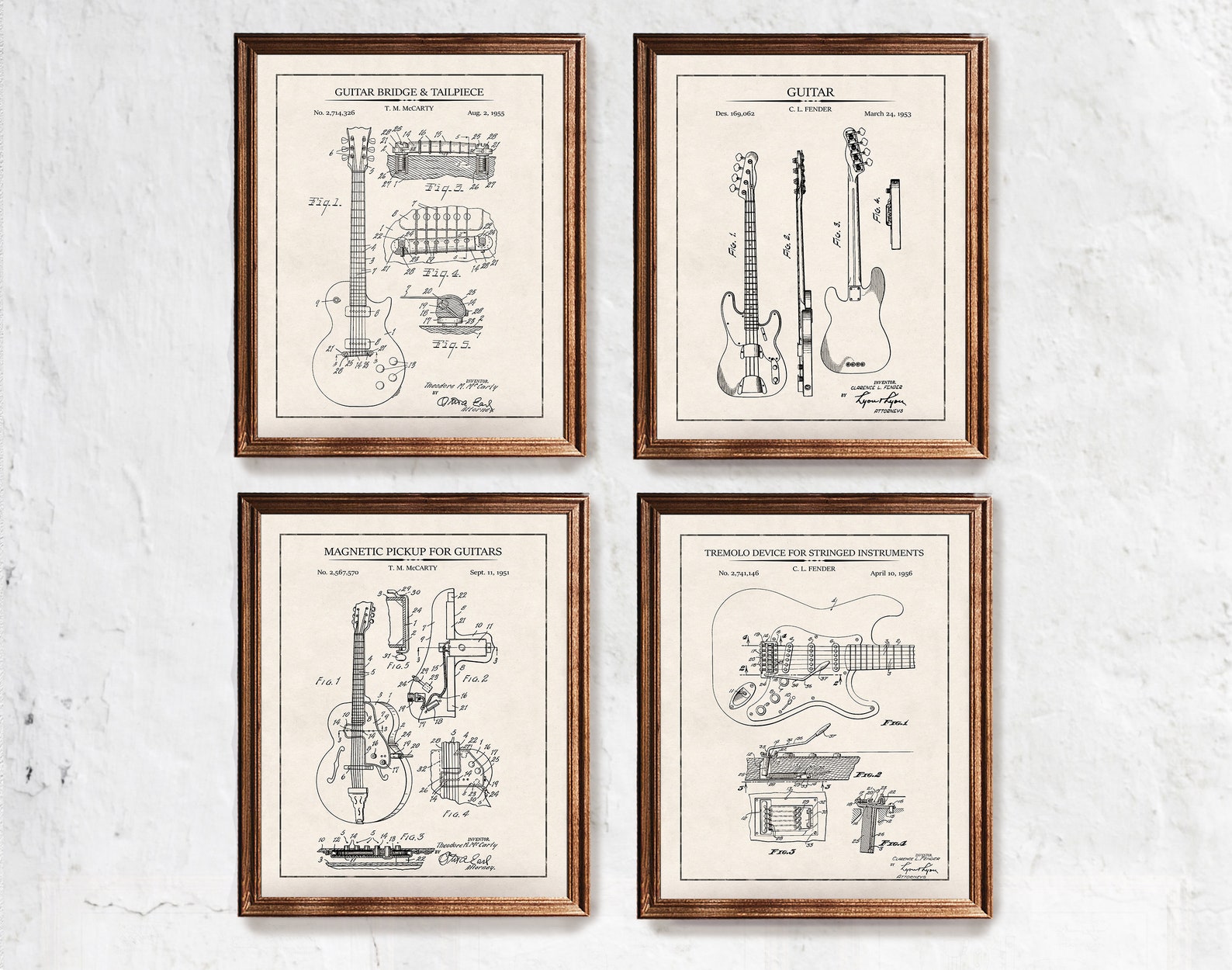 Guitarist Gift Guitar Patent Prints Set of 4 Vintage - Etsy