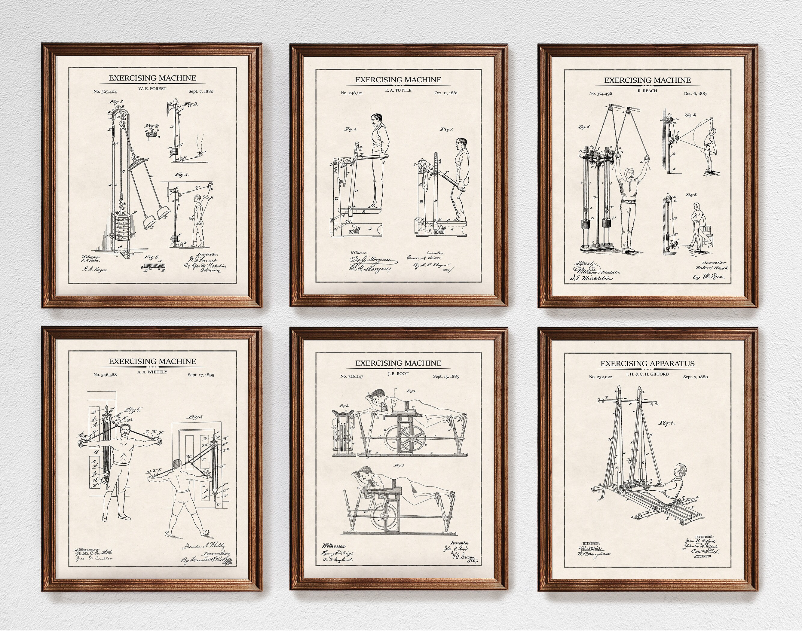 Vintage Exercise Patent Prints Set of 6 Bodybuilder Gift - Etsy