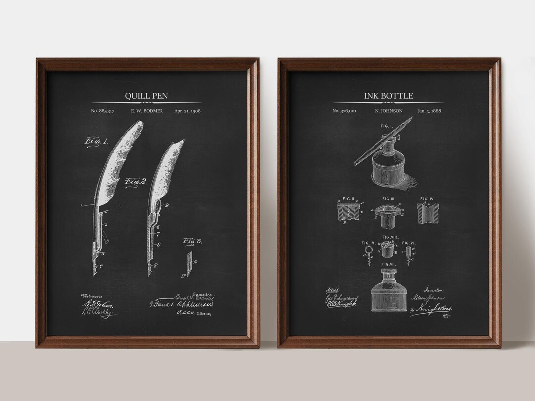 Vintage Writer Patent Prints, Writer Gift, Pen & Ink, Writer Wall Decor ...