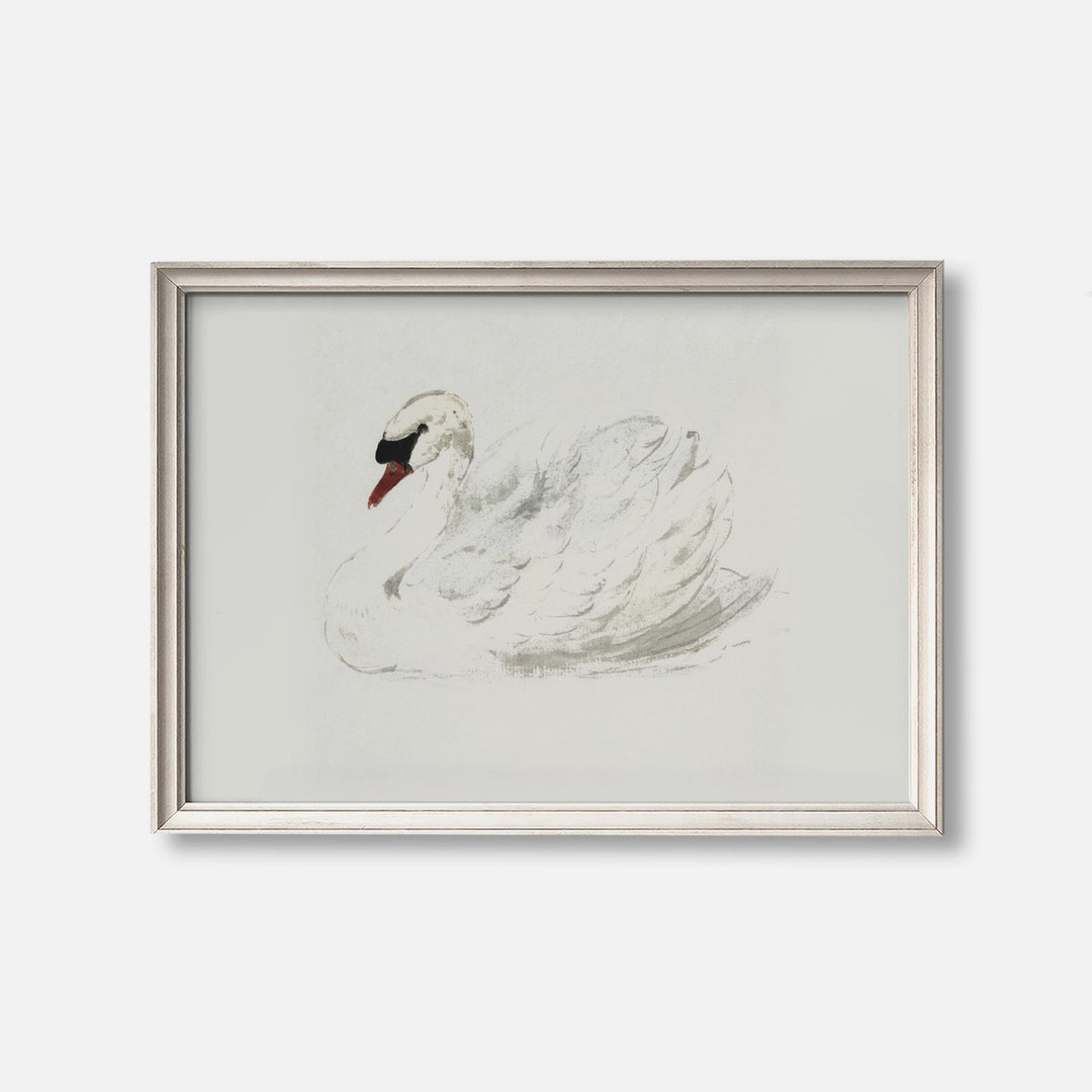 Vintage Swan Art Print | Neutral Farmhouse Wall Art | Nursery Room ...