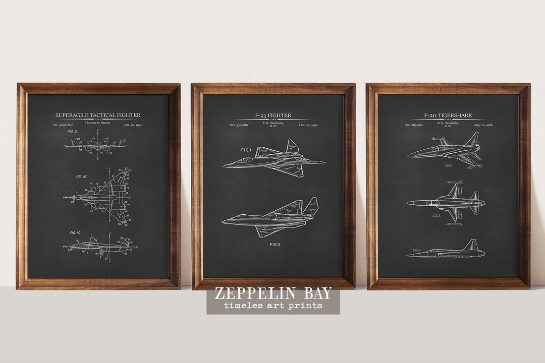 Fighter Jet Patent Prints | Set of 3 | Fighter Jet Plane Wall Art ...