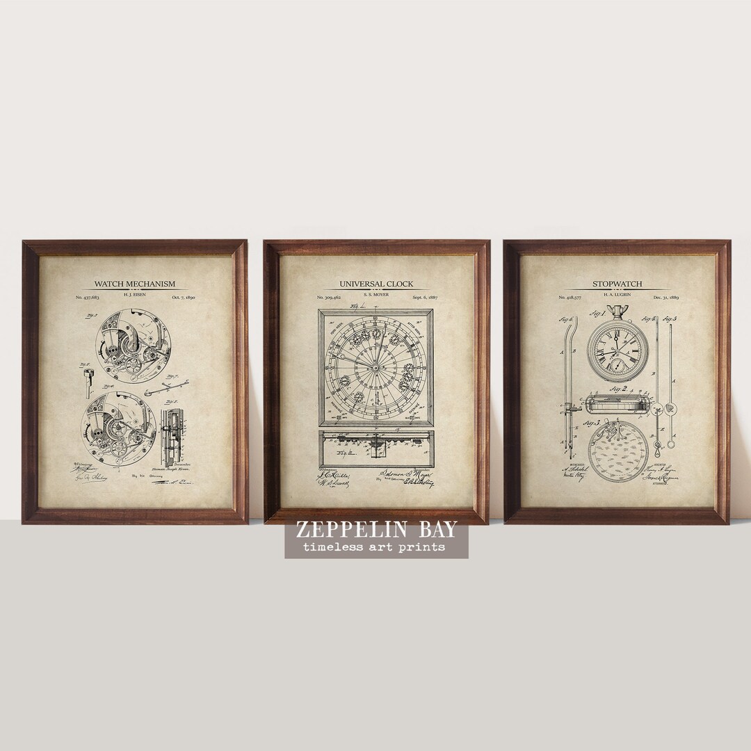 Watchmaker Gift Antique Watch & Clock Patent Prints, Set of 3, Perfect ...