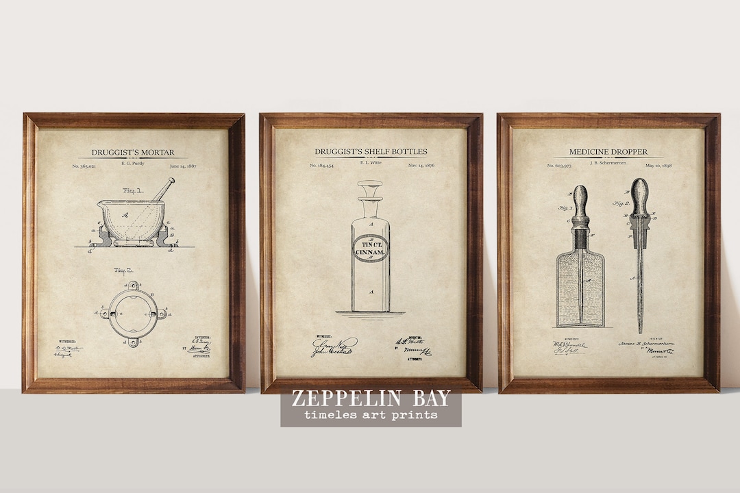 Pharmacist Gift | Pharmacy Print Set of 3 | Vintage Apothecary Patent ...
