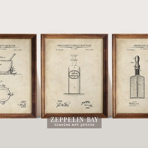 Pharmacist Gift Pharmacy Print Set of 3 Vintage Apothecary Patent Art ...