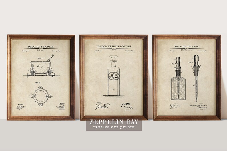 Pharmacist Gift Pharmacy Print Set of 3 Vintage Drugstore | Etsy