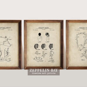 Fencing Patent Prints | Set of 3 | Fencing Wall Art | Vintage Fencing ...