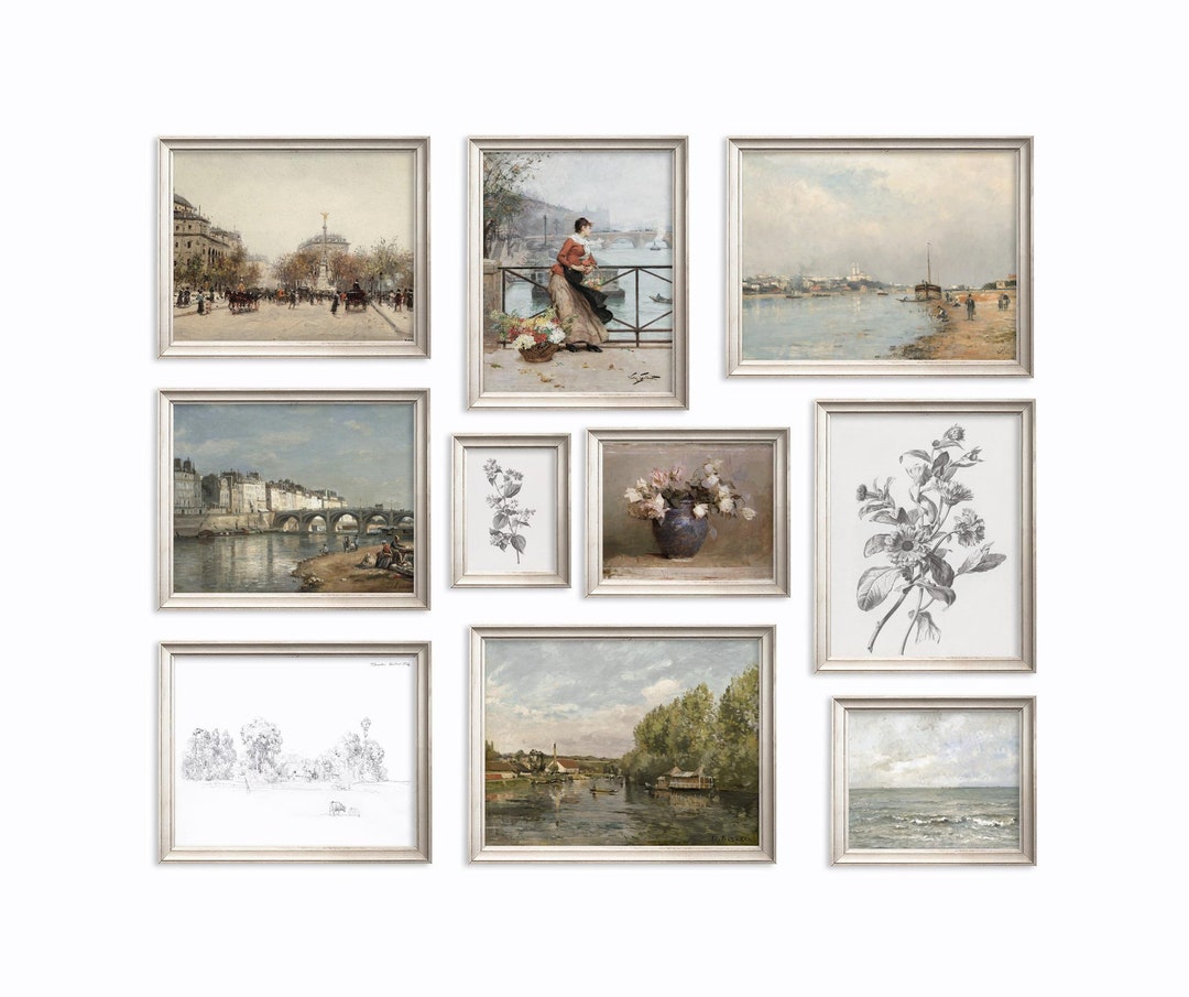 French Country Gallery Wall | Set of 10 Art Prints | Antique ...