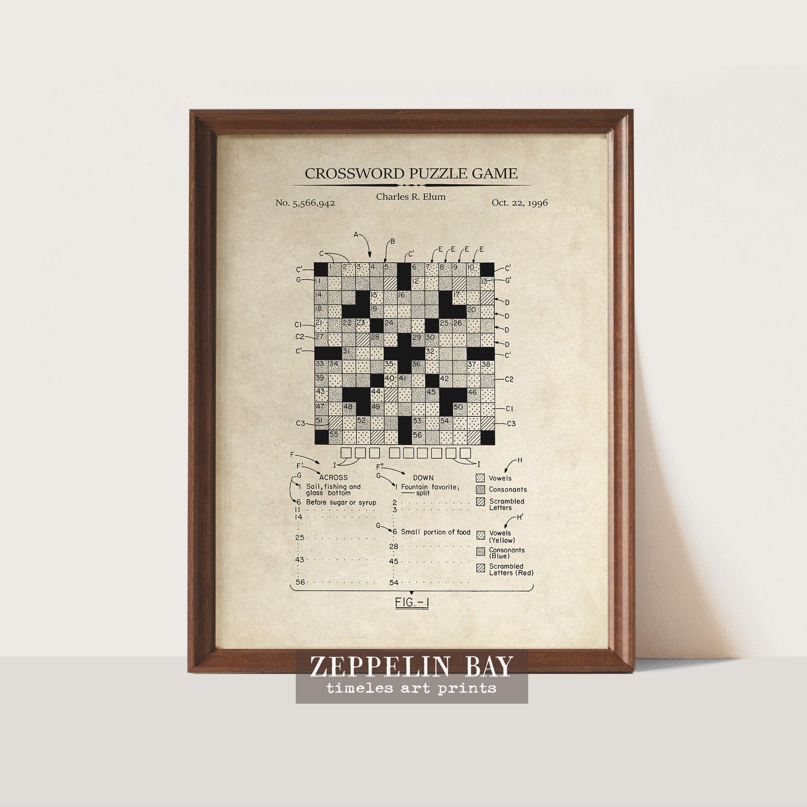 Crossword Puzzle Art Print Vintage Patent Art Crossword - Etsy