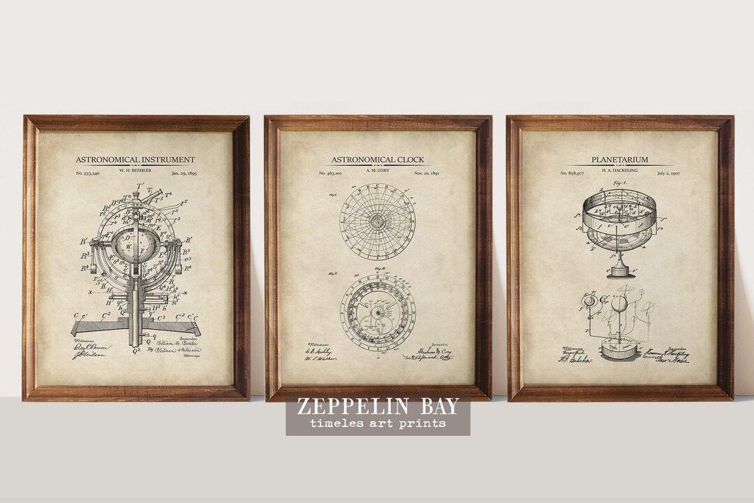 Astronomy Print Set of 3, Astronomy Patent Art Prints, Astronomy Wall ...