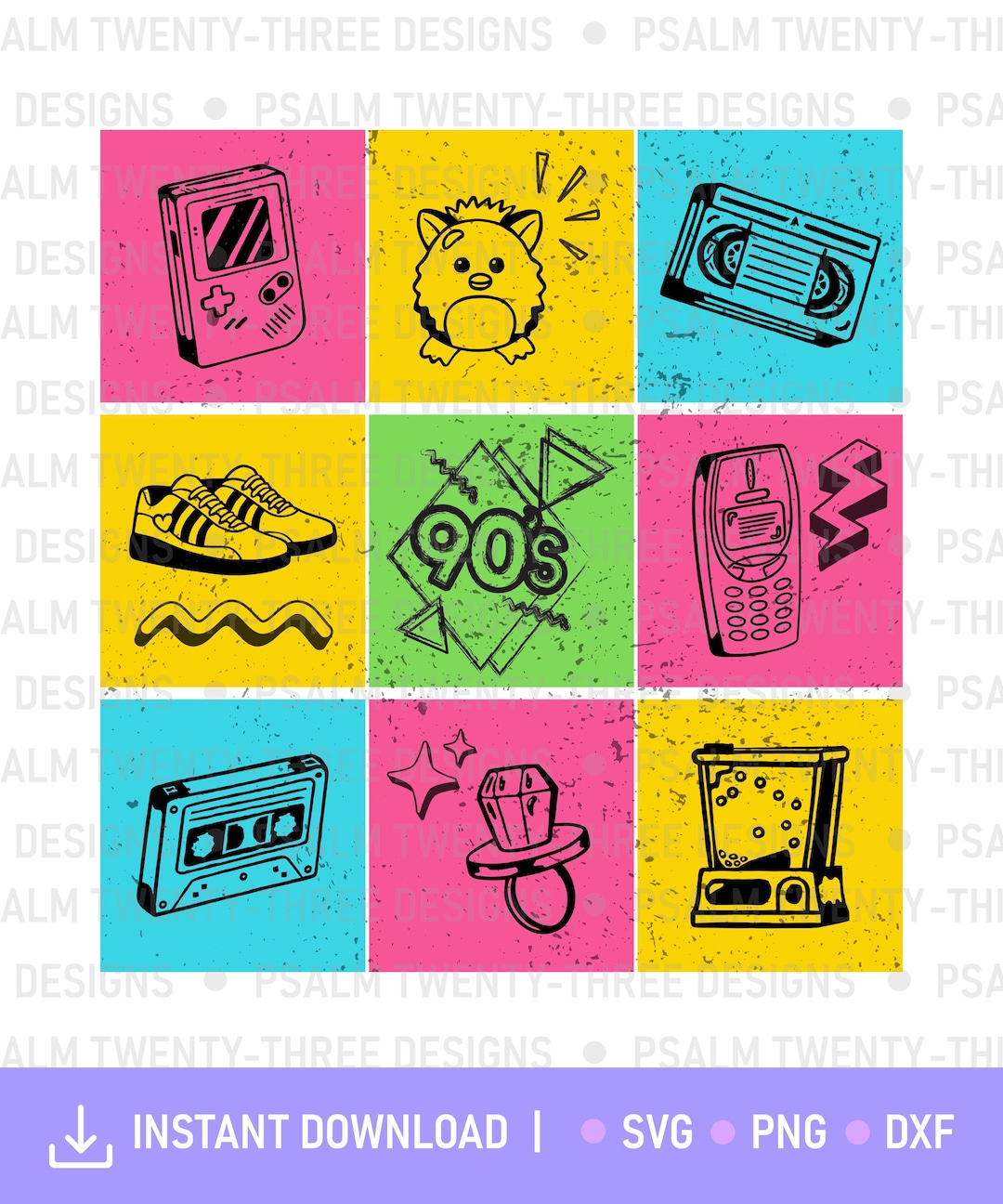 90s Nostalgia I. SVG, PNG, DXF Files, Retro Clipart (digital Download ...