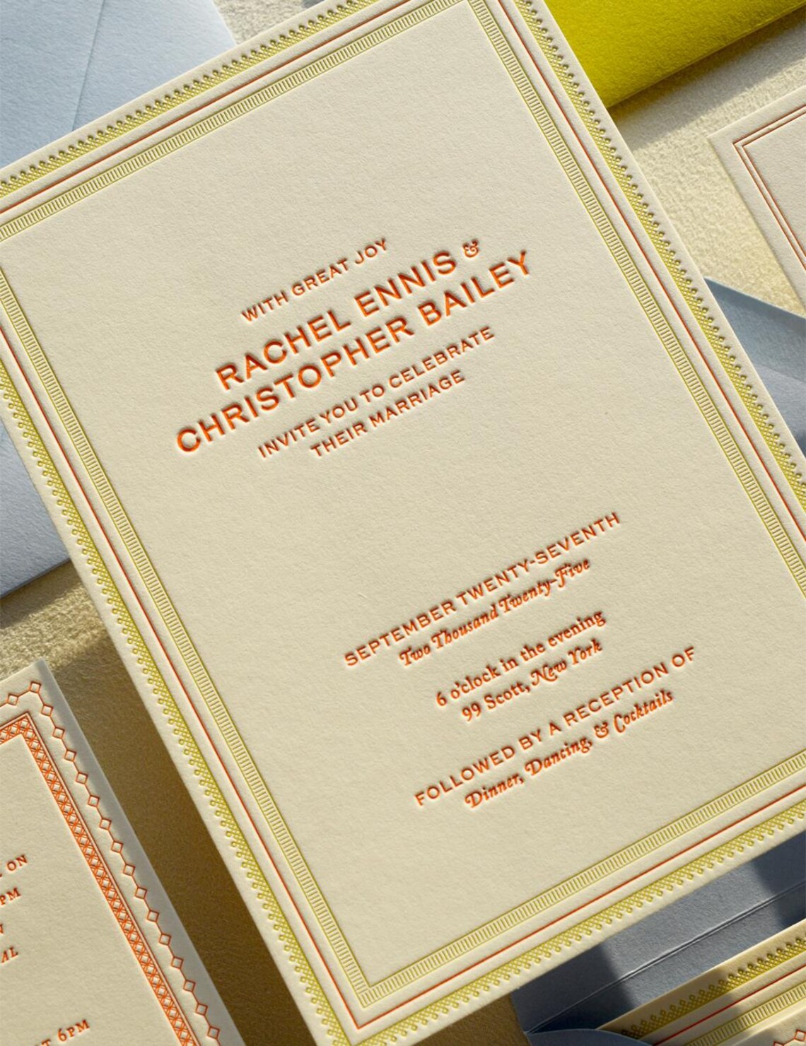 Traditional Letterpress Wedding Invitations | Colorful Wedding ...