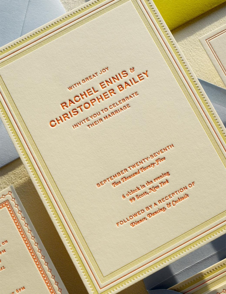 Traditional Letterpress Wedding Invitations | Colorful Wedding ...