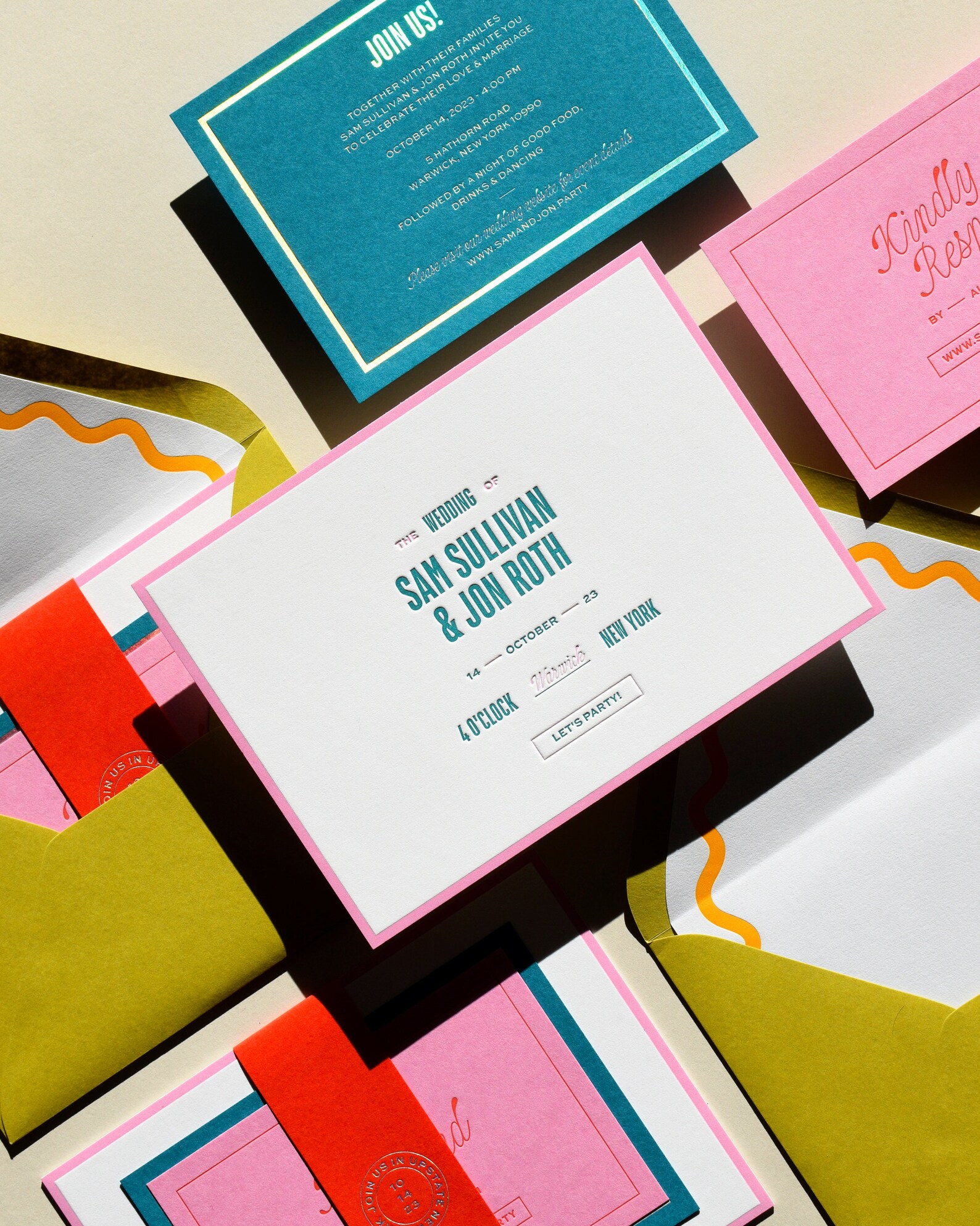 Colorful Wedding Invitations | Letterpress Wedding Invitation | Modern ...