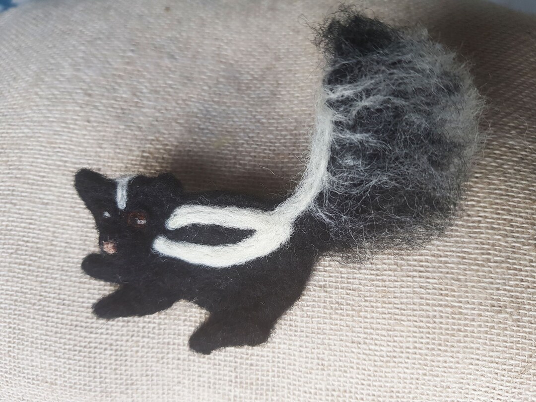 Fun Stripey Skunk Brooch in Needle Felted Wool - Etsy
