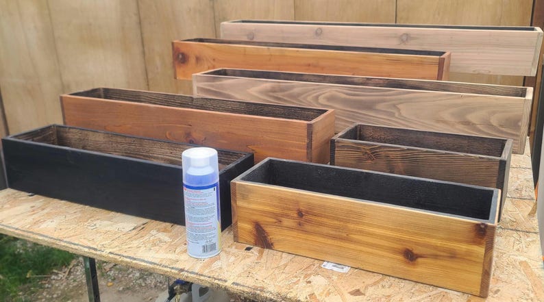 Handmade Cedar Planter Box: Charred Wood Finish, USA Made - Etsy