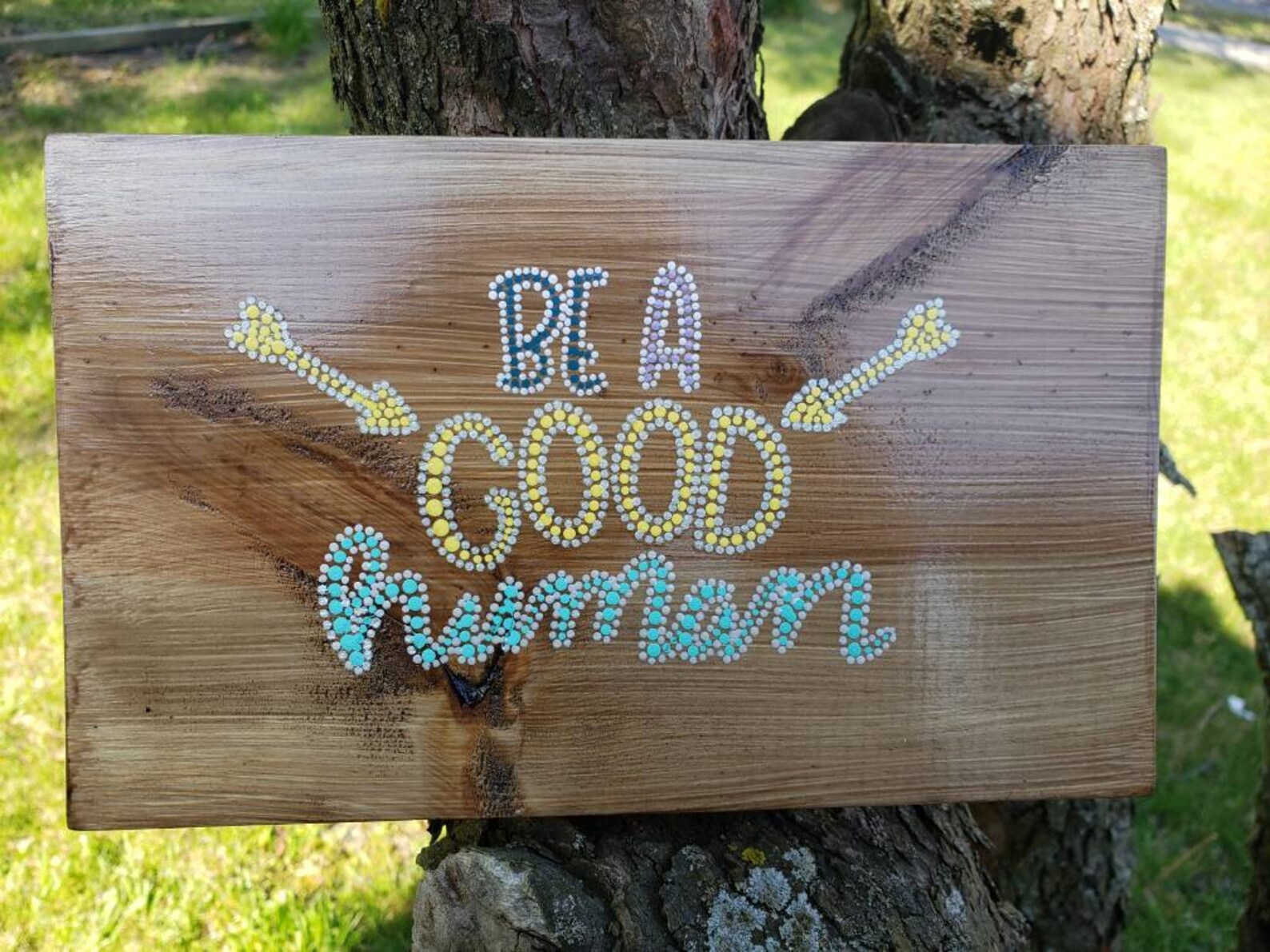 Be a Good Human Sign // 9x6 Inch Wood // Dot Art Painting - Etsy