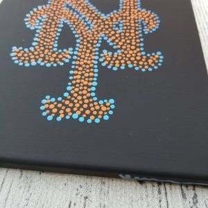 NY Mets Logo - MLB - 8x10 Inch Canvas Acrylic Dot Art Painting ...