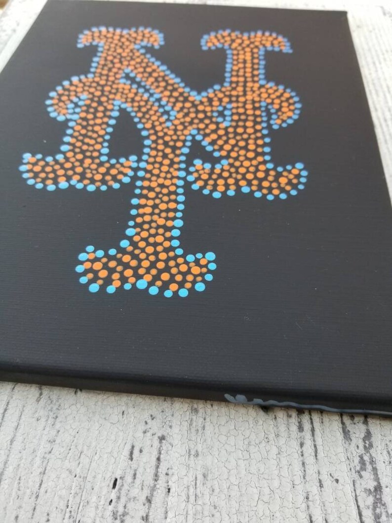 NY Mets Logo MLB 8x10 Inch Canvas Acrylic Dot Art Painting - Etsy