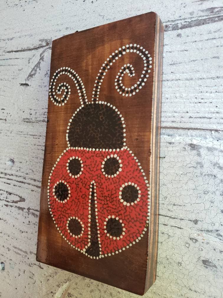 Small Ladybug Dot Art Painting // Home Decor // 5.75x3 Inches ...