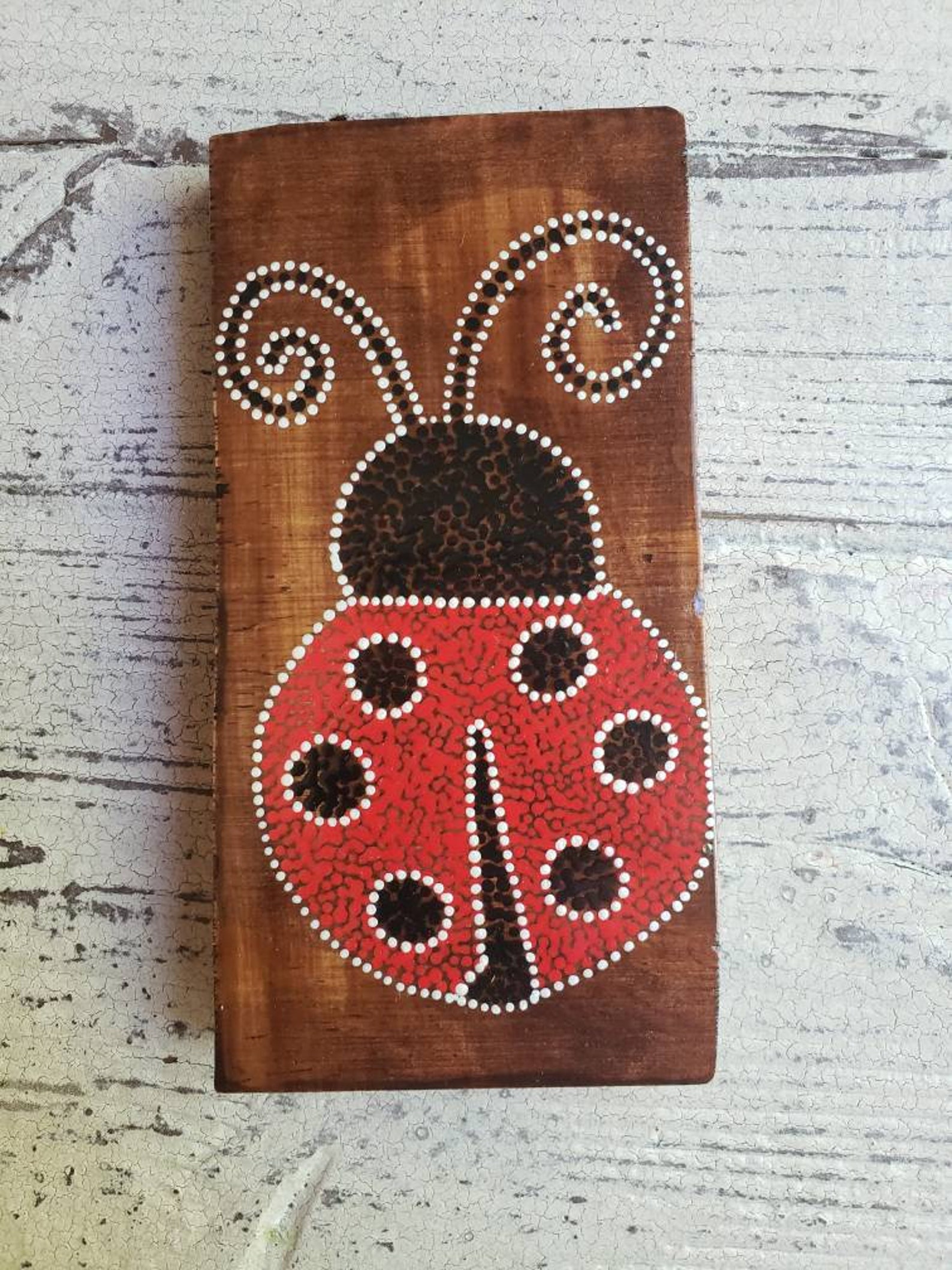Small Ladybug Dot Art Painting // Home Decor // 5.75x3 Inches ...
