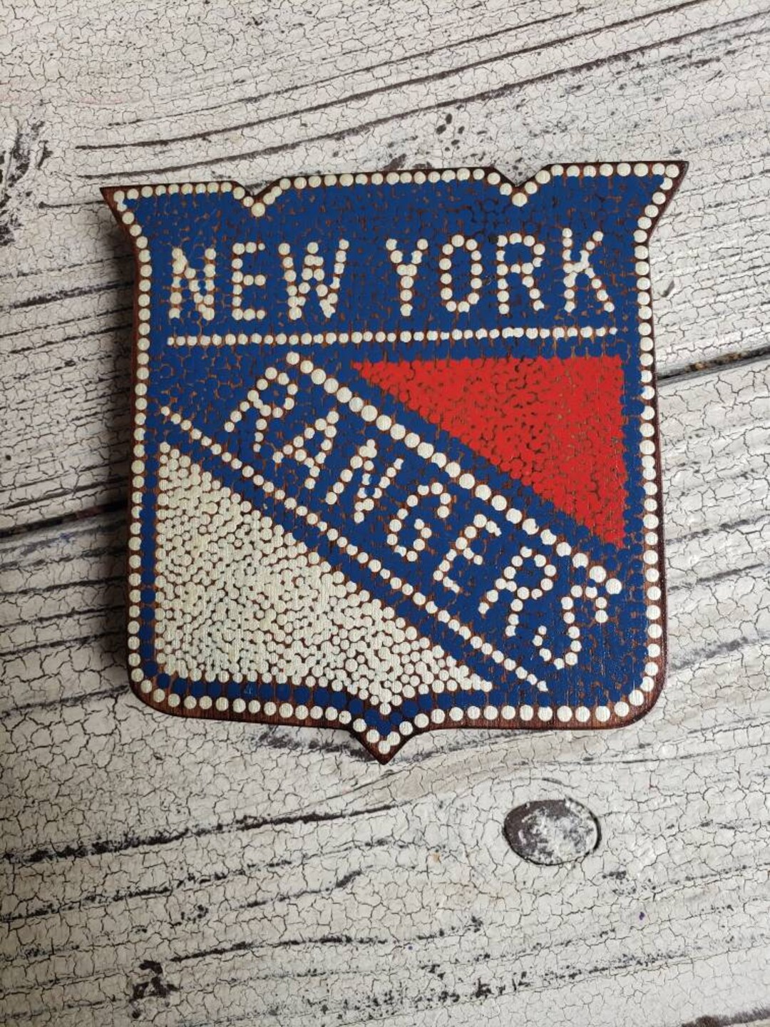 NY Rangers Dot Art // Wood Sign // Wall Hanging // Wooden Decor // Home ...