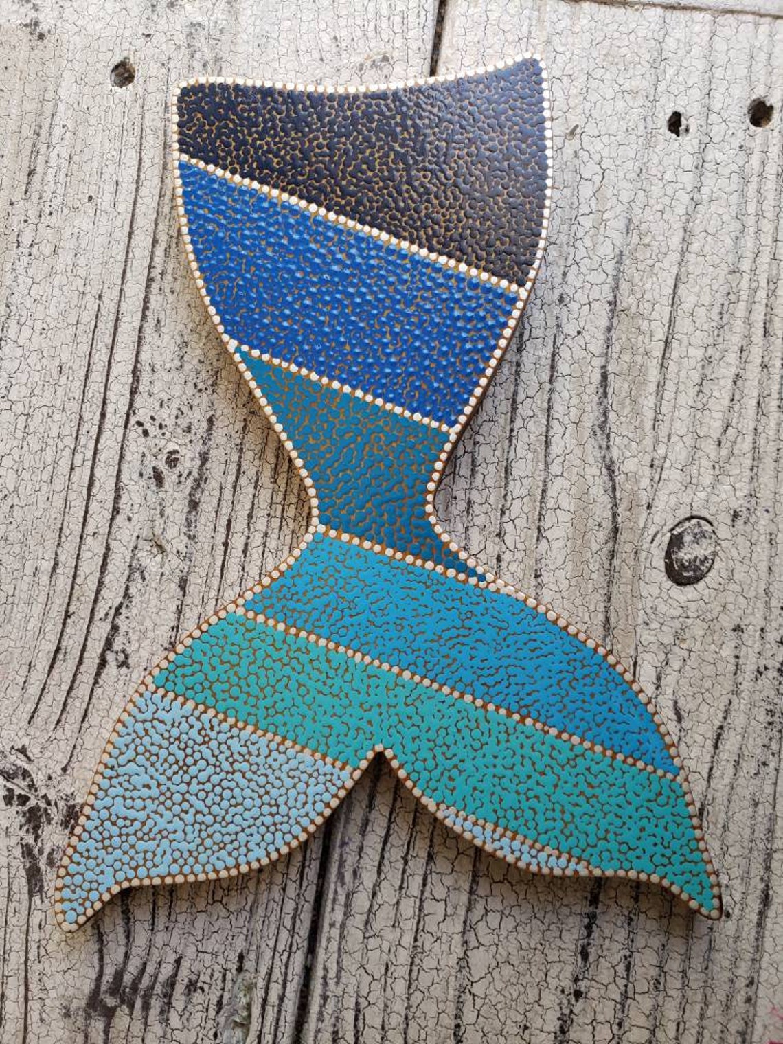 Wooden Mermaid Tail Sign // Dot Art Painting // Wood Home | Etsy