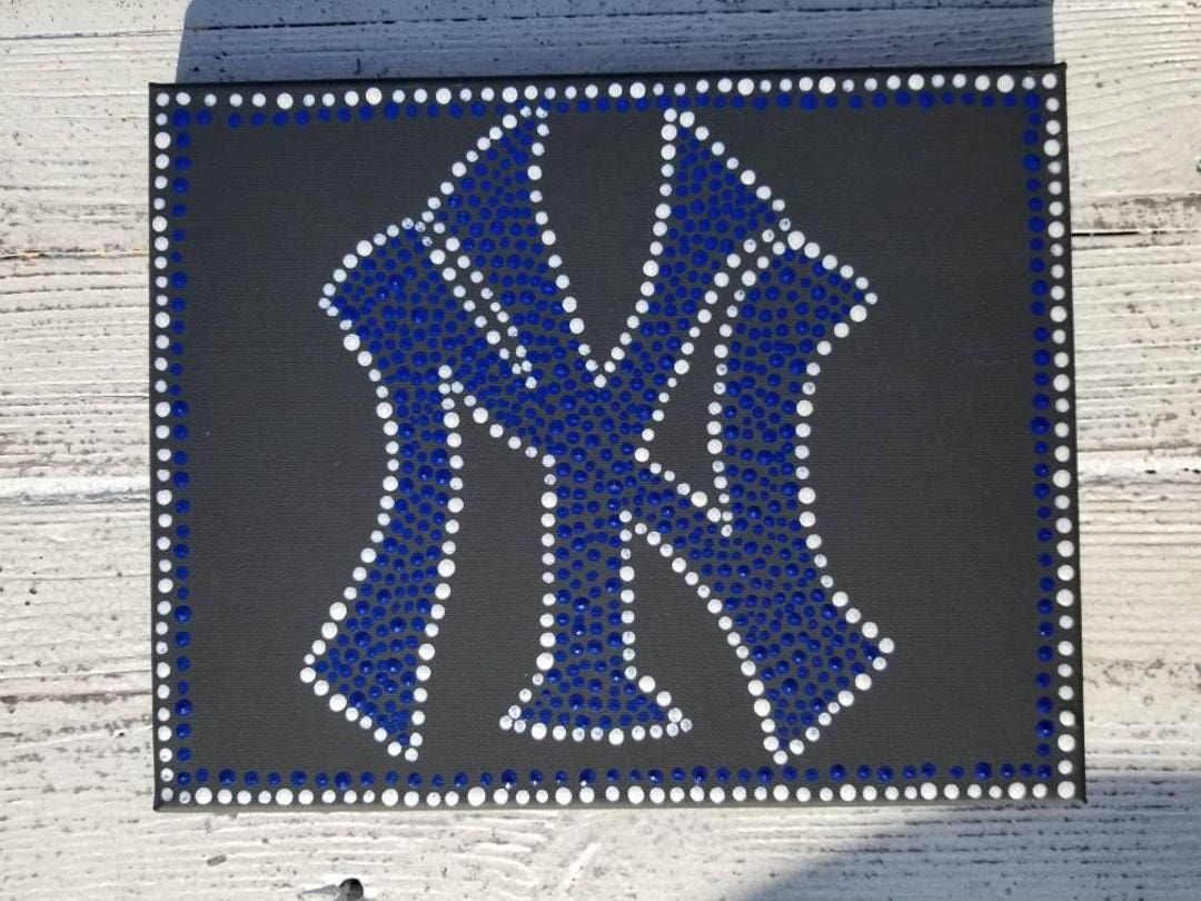 NY Yankees Logo Painting // 8x10 Inch Canvas // Ny Yankees Acrylic Dot ...