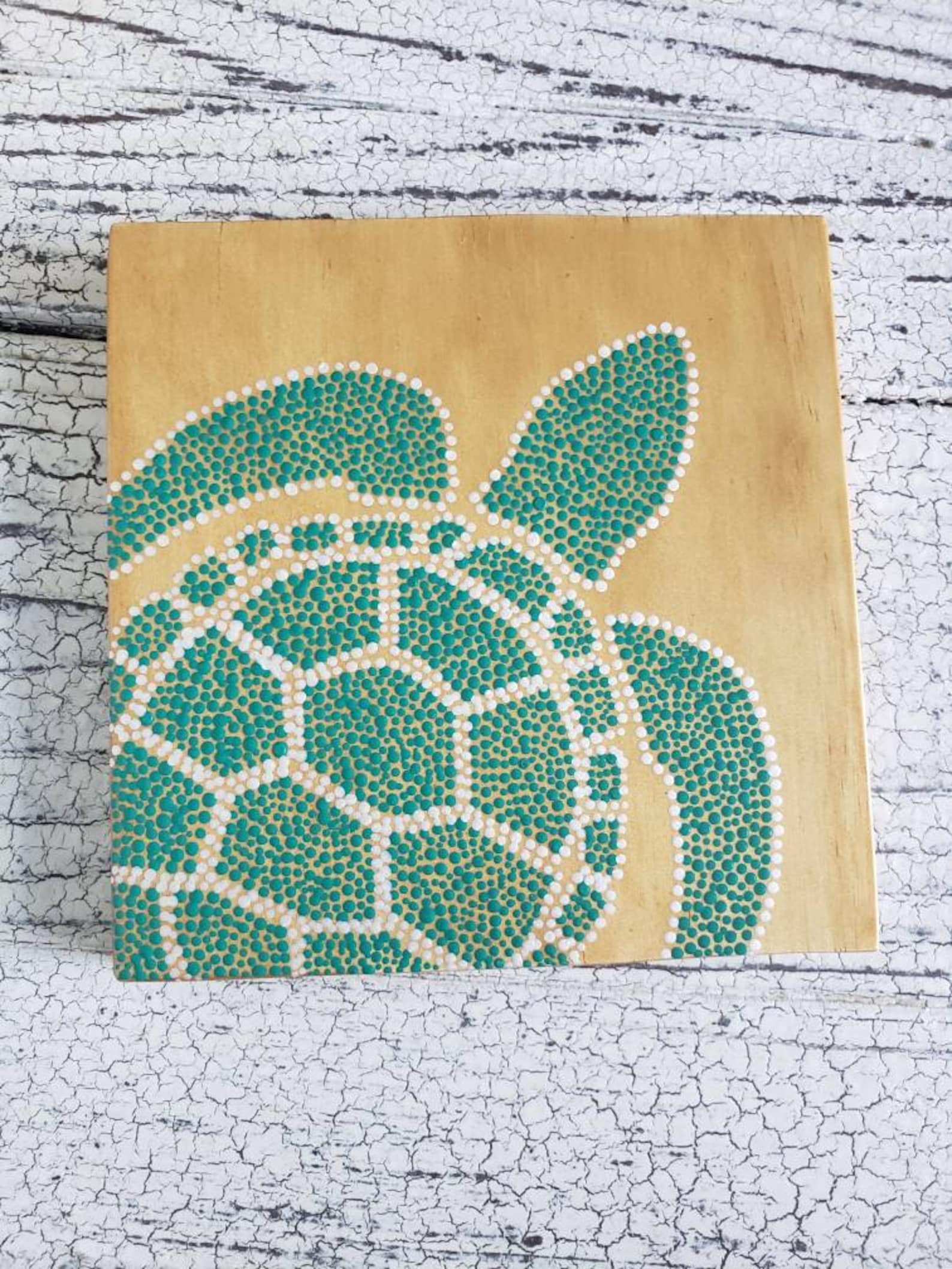 Sea Turtle Dot Art // 6x6 Inch Wood Sign Painting // Sea Turtle Home ...