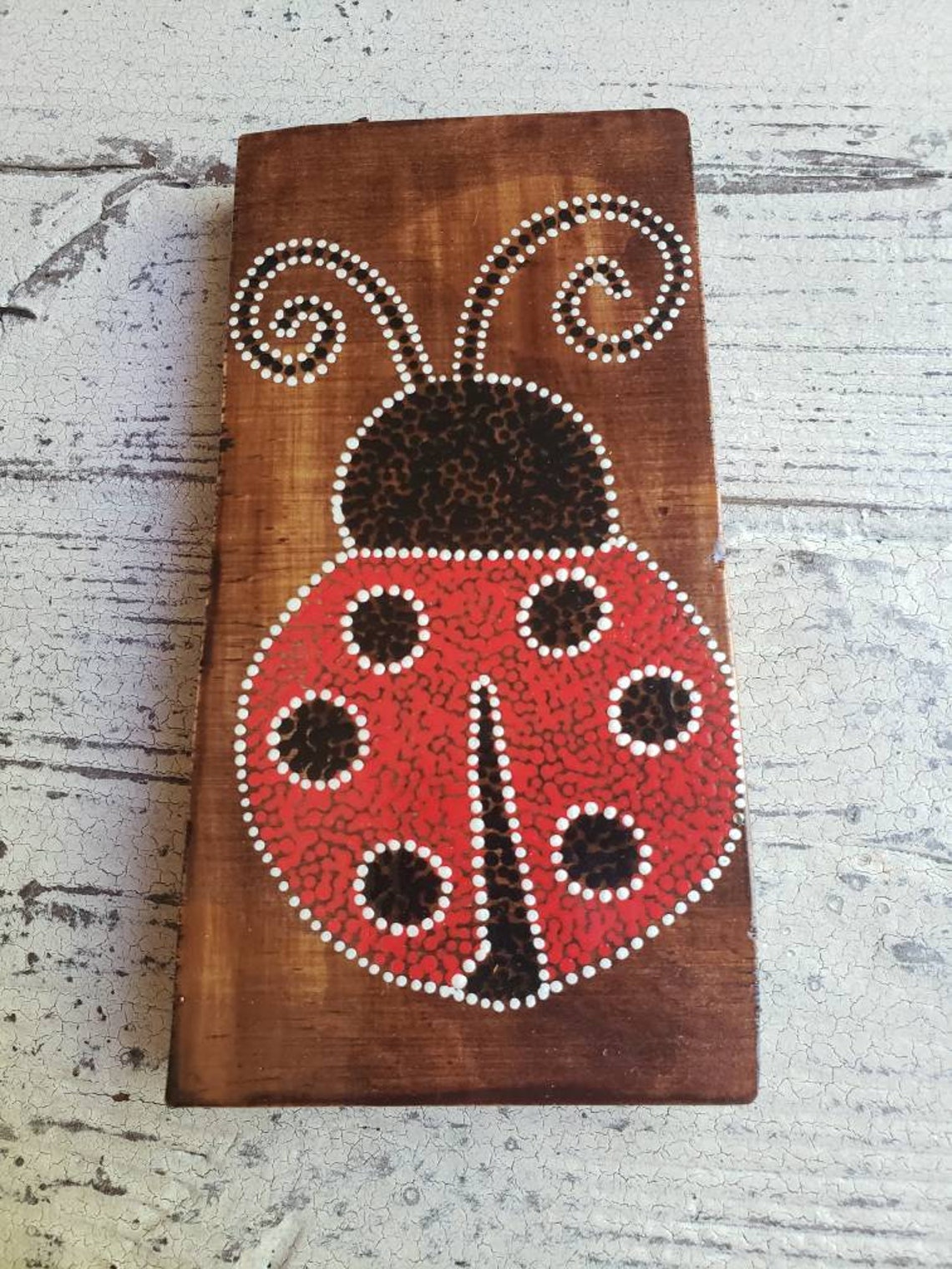 Small Ladybug Dot Art Painting // Home Decor // 5.75x3 Inches ...
