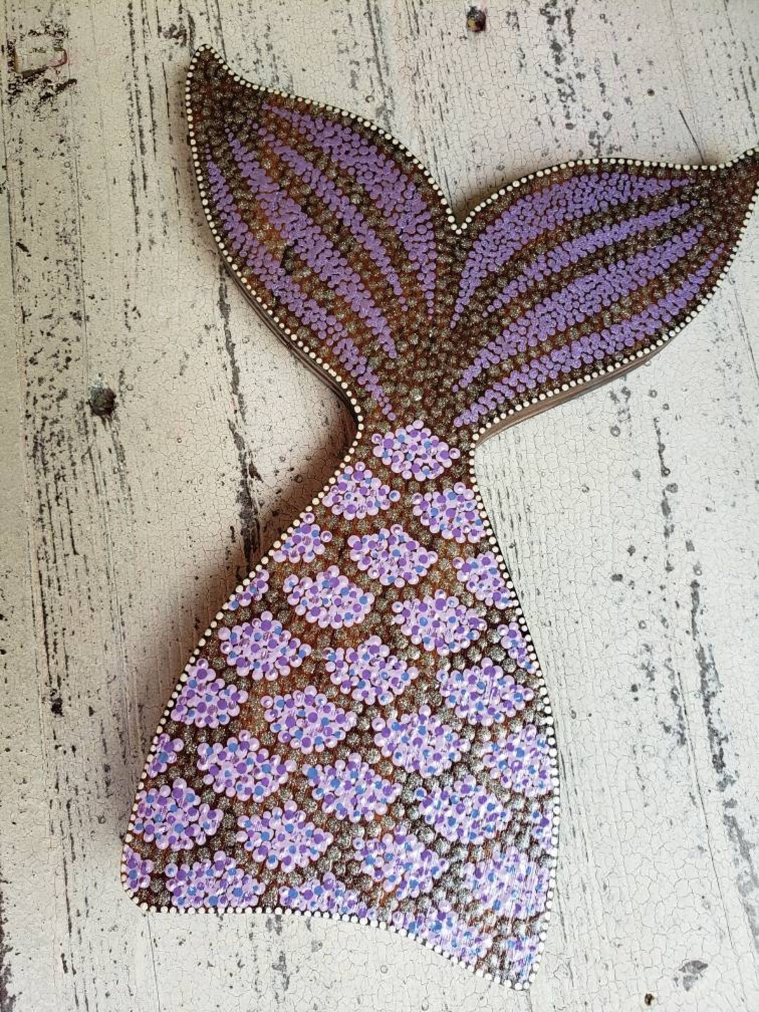 Wooden Mermaid Tail Sign // Dot Art Painting // Wood Home Decor ...