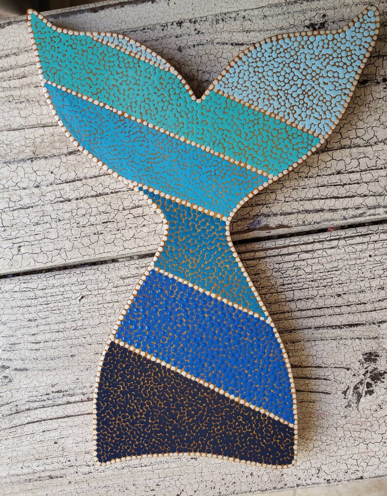 Wooden Mermaid Tail Sign // Dot Art Painting // Wood Home Decor ...
