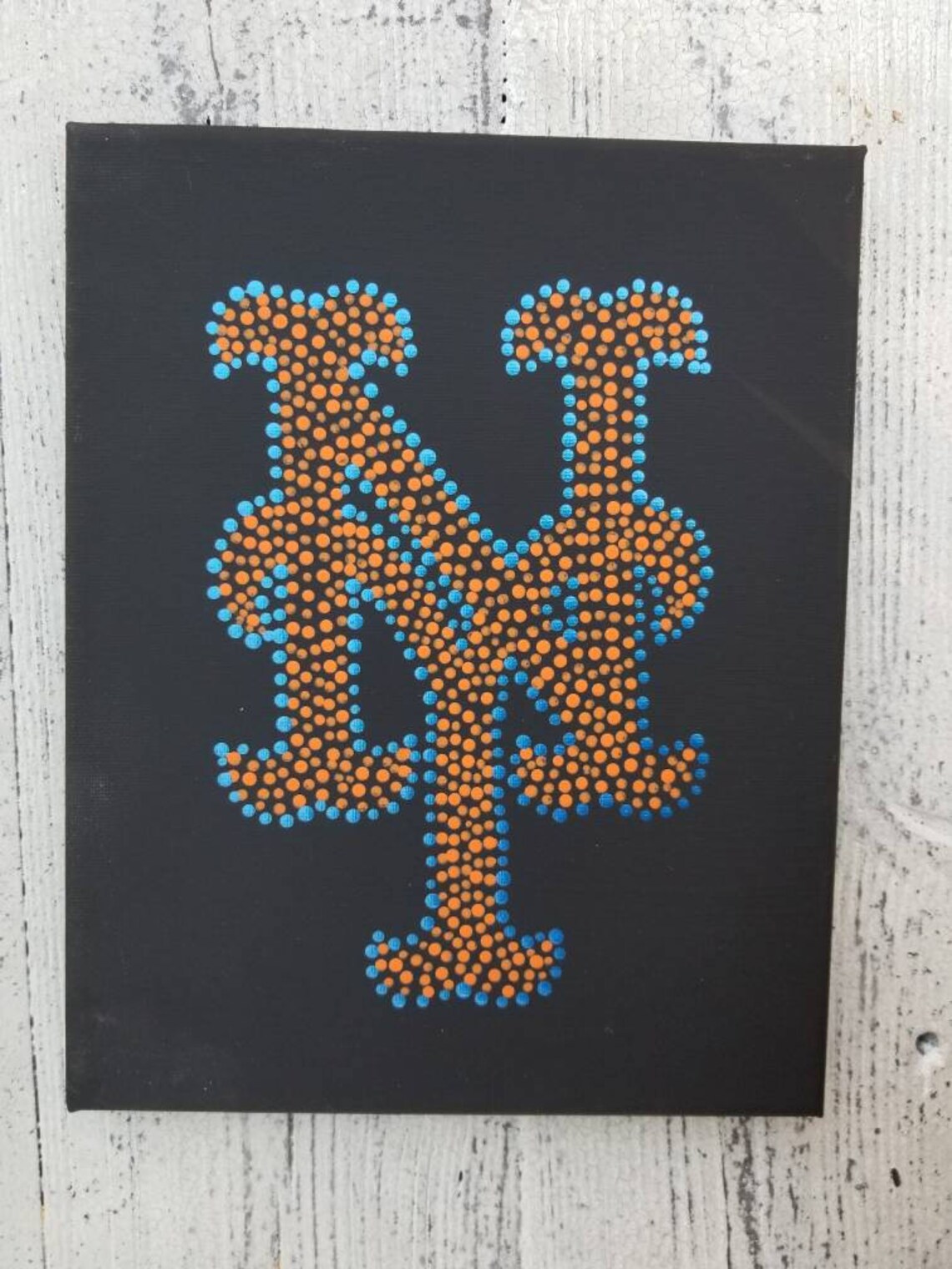 NY Mets Logo MLB 8x10 Inch Canvas Acrylic Dot Art Painting - Etsy
