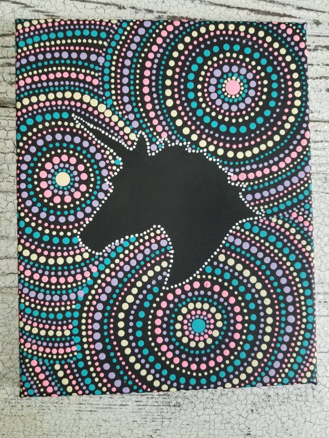 Unicorn Silhouette Dot Painting // 8x10 Inch Canvas // Mandala Dot Art ...