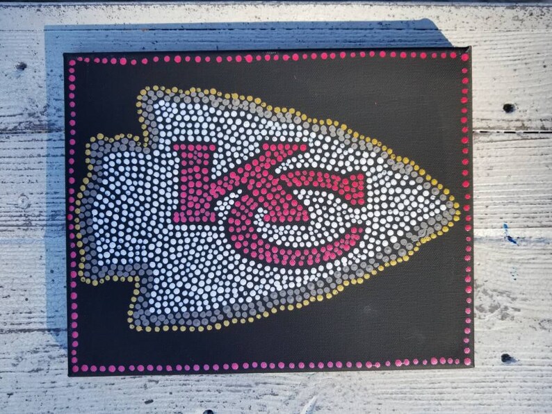 Kansas City Chiefs Logo Dot Art // Kansas City Chiefs 8x10 Inch Acrylic ...