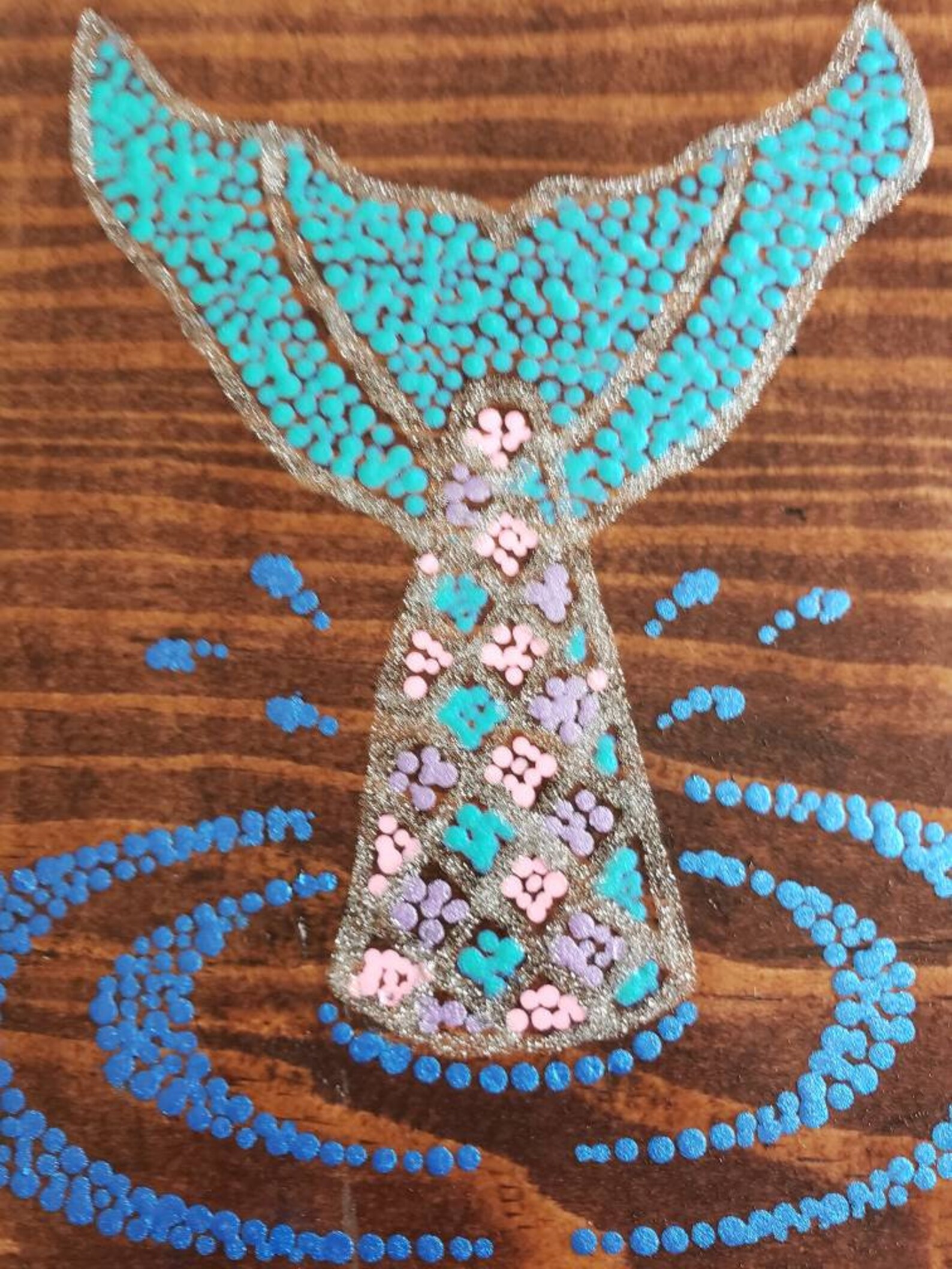 Mermaid Tail Dot Art Sign // Splashing Tail Painting // Wooden Mermaid ...