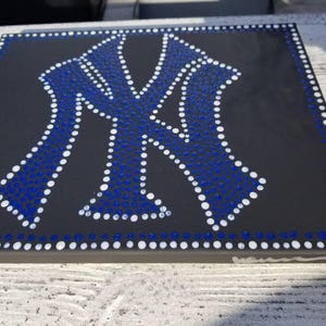 NY Yankees Logo Painting // 8x10 Inch Canvas // Ny Yankees Acrylic Dot ...