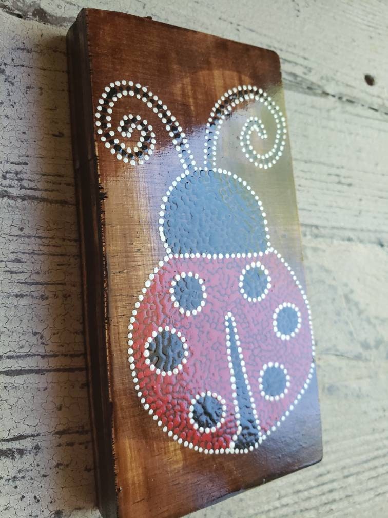 Small Ladybug Dot Art Painting // Home Decor // 5.75x3 Inches ...