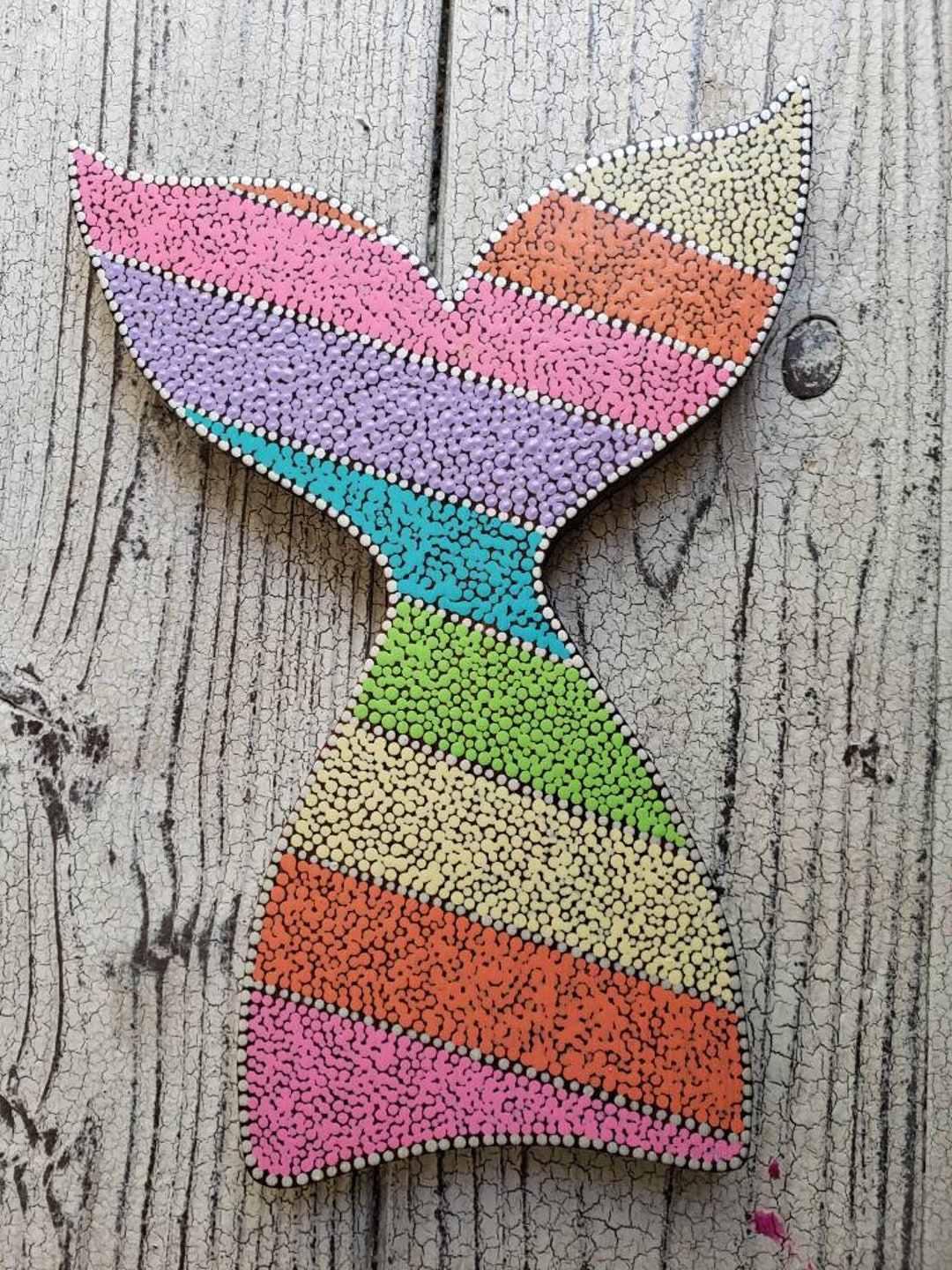 Wooden Mermaid Tail Sign // Dot Art Painting // Wood Home Decor ...