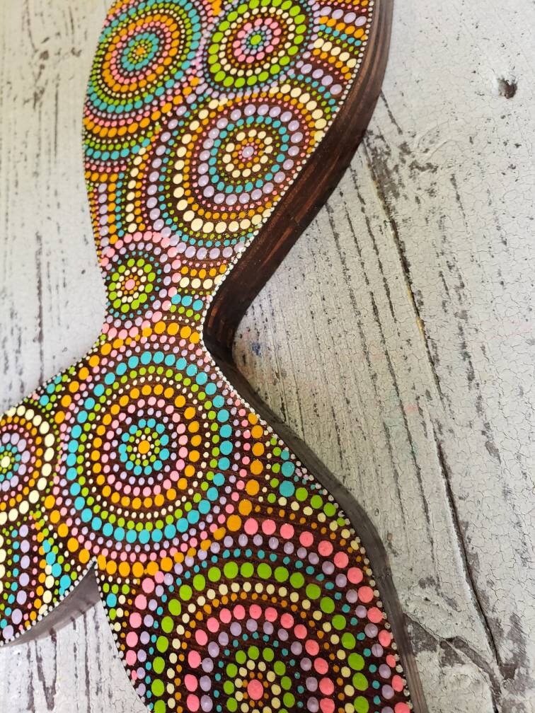 Wooden Mermaid Tail Sign // Dot Art Painting // Wood Home - Etsy