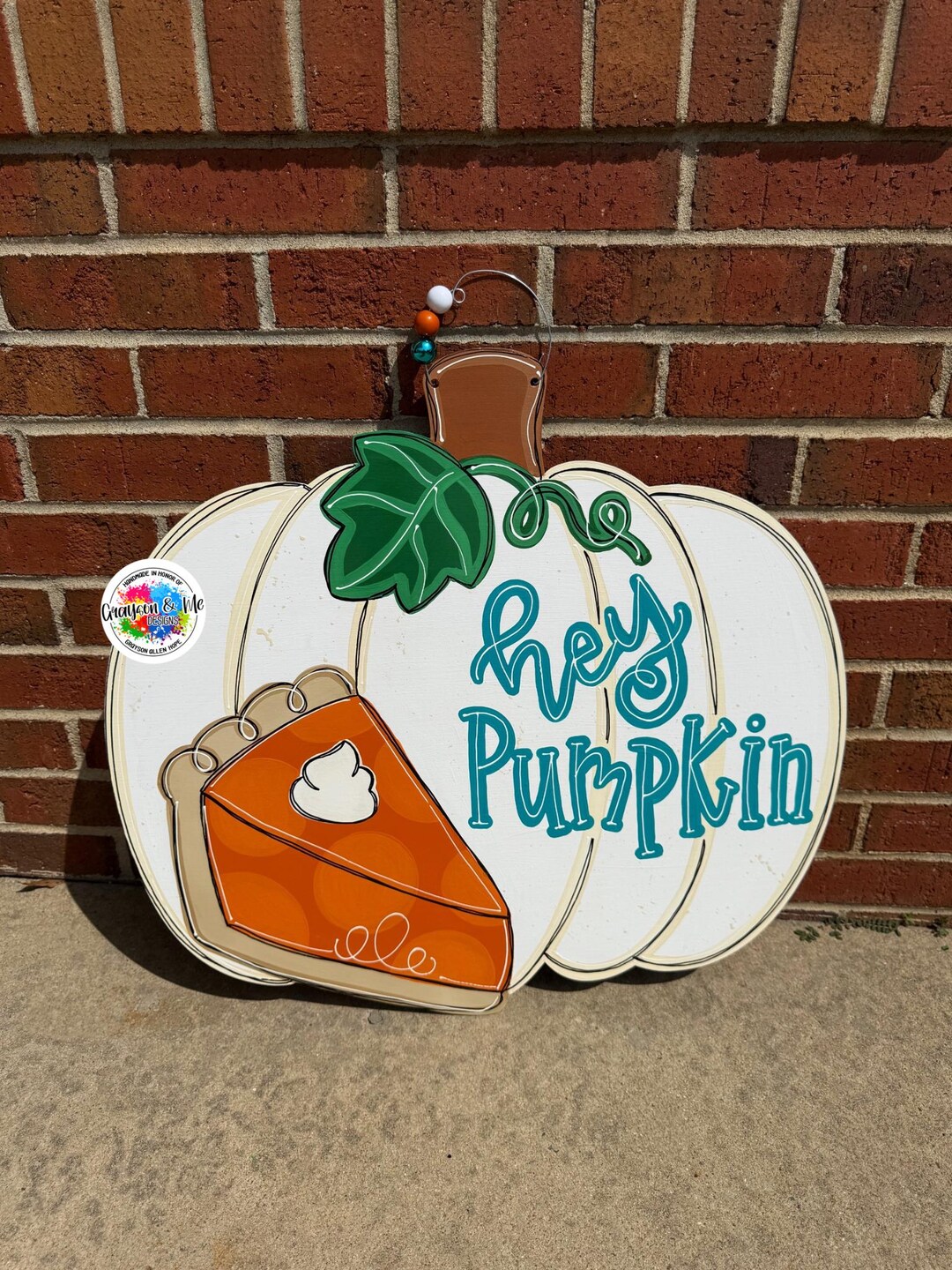 Handpainted Pumpkin Pie Door Hanger: Teal Fall Decor - Etsy