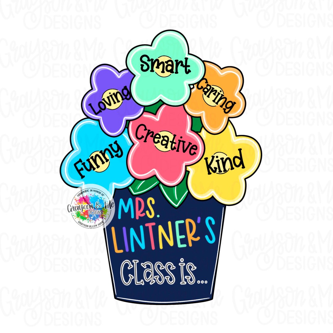 Teacher Class Door Hanger Template: Flowers & Kind Words (digital ...