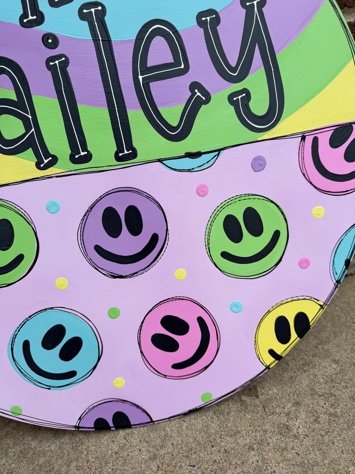 Handpainted Pastel Smiley Face Teacher Door Hanger - Retro School Decor ...