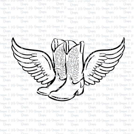 Cowboy Boot Angel Wing Tattoo