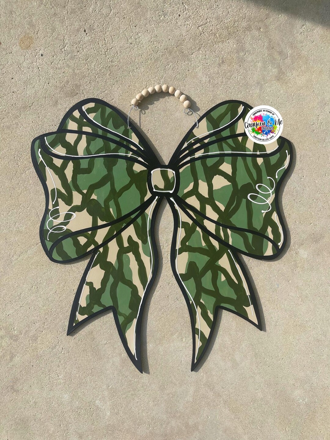Handpainted Camo Bow Door Hanger: Wooden Front Door Decor - Etsy