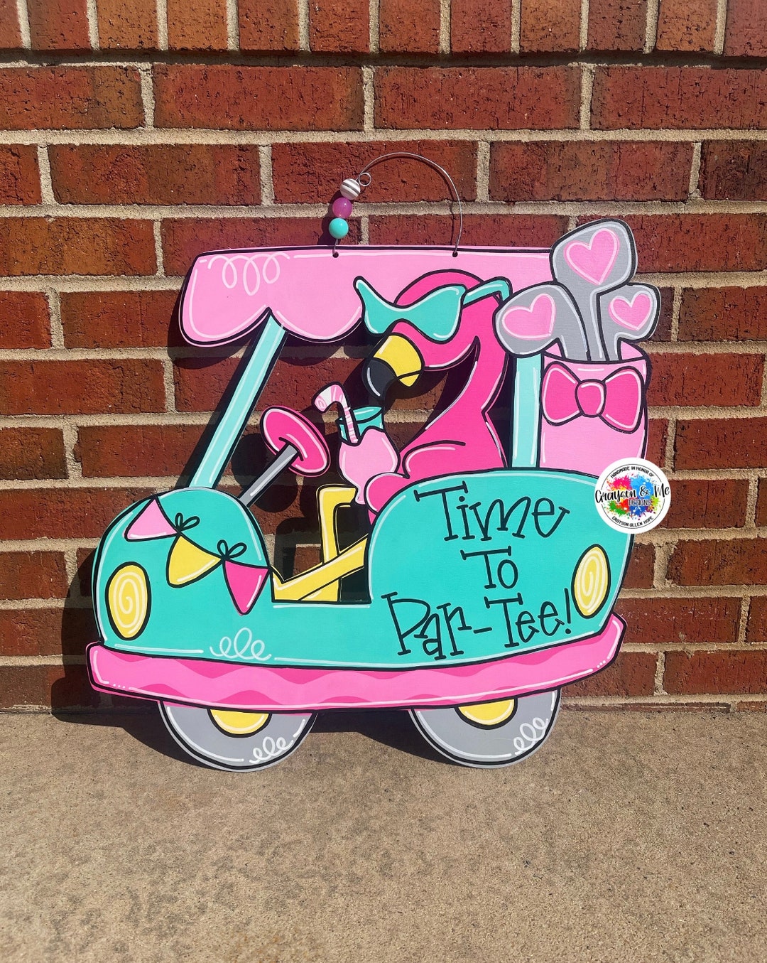 PREORDER: Summer Flamingo Golf Cart Door Hanger | Golfcart Hanger ...